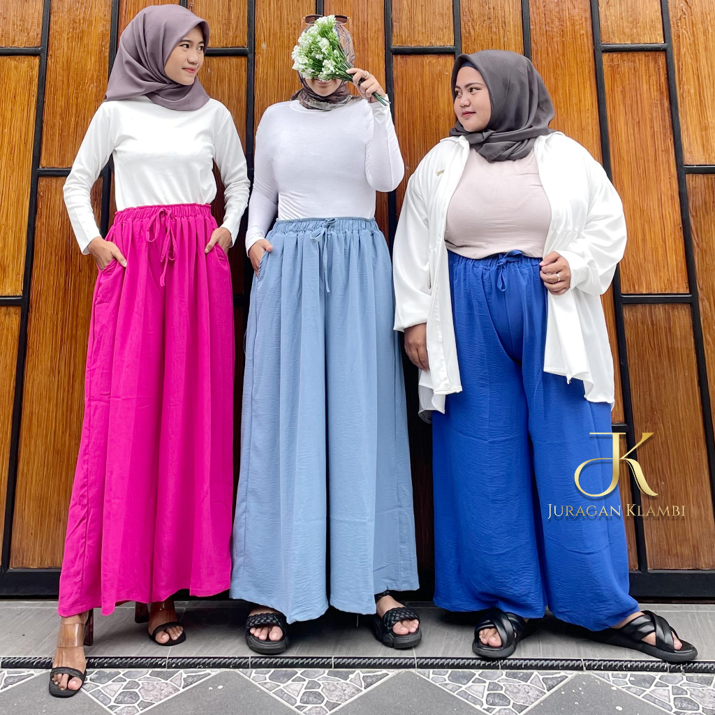 Jual LAVINA OVERSIZE SUPER JUMBO KULOT PANTS Airflow Crinkle KANTONG ...