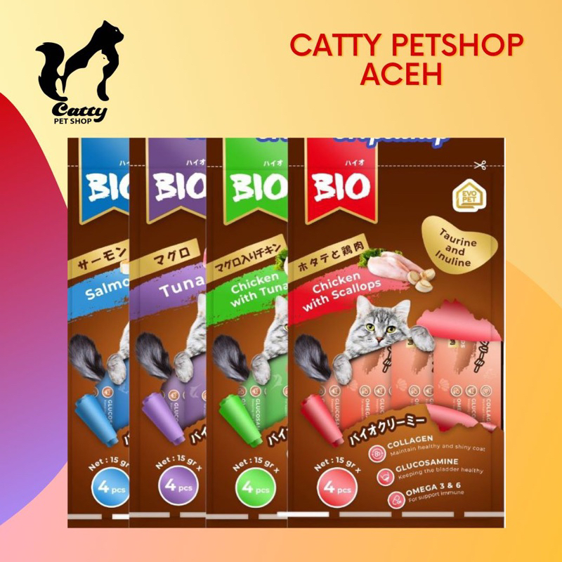 Jual Bio creamy 60gr 4 x 15gr snack kucing cemilan | Shopee Indonesia
