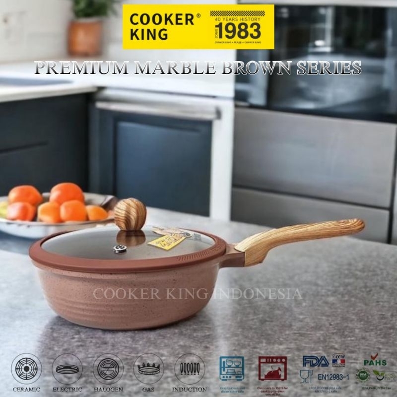 Jual Cooker King Deep Frypan + Lid Marble Brown Premium Series Non ...