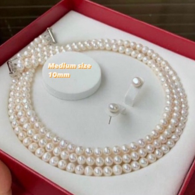 Jual Kalung mutiara susun Kalung Mutiara Air Tawar 2 Layer Baris ...