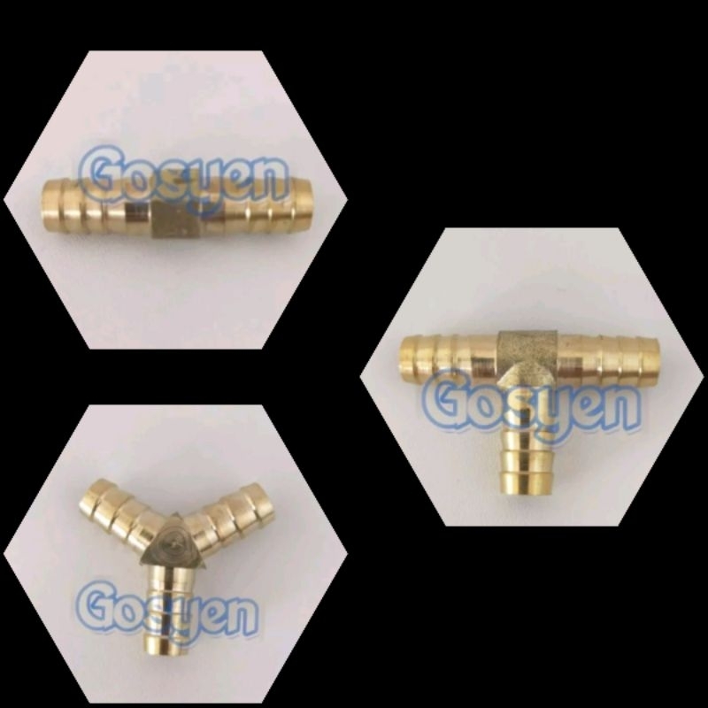 Jual Sambungan Selang Gas / Cabang Selang Gas kuningan model T / Y ...