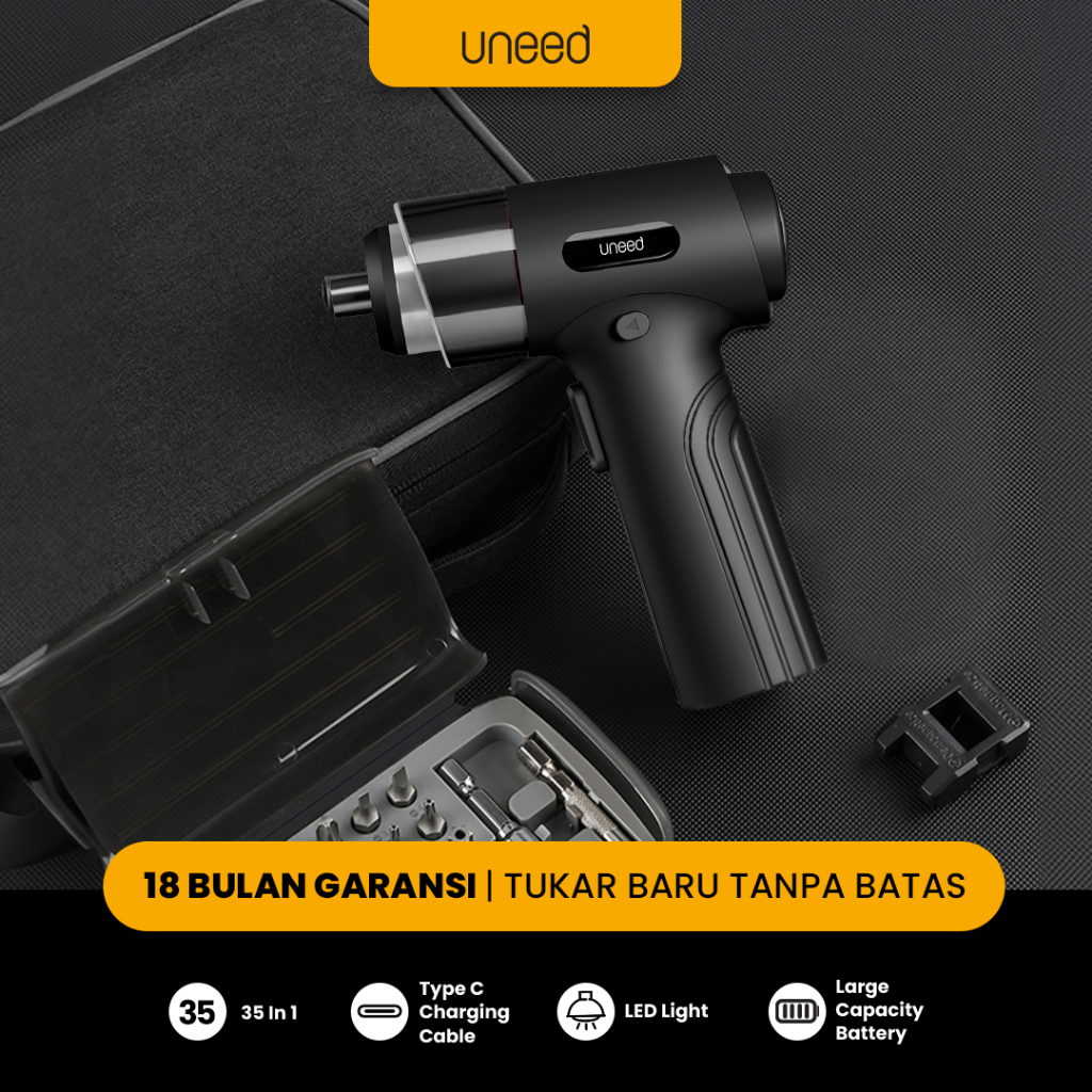 Jual UNEED Cordless Electric Gun Screwdriver Obeng Listrik 35 in 1 ...