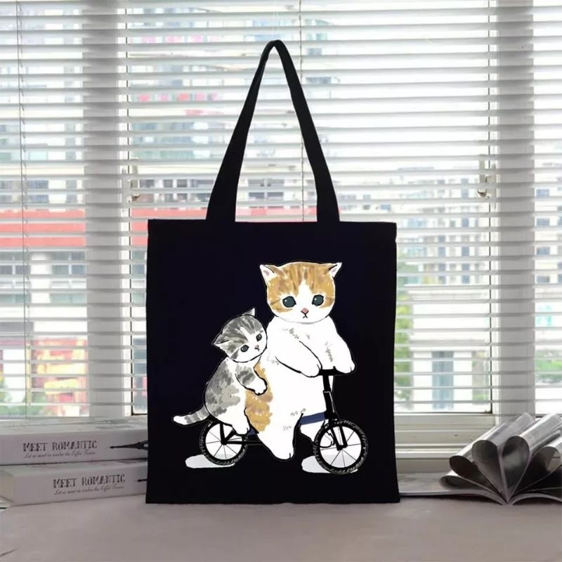 Jual TOTE BAG KUCING LUCU PAKAI RESLETING | Shopee Indonesia