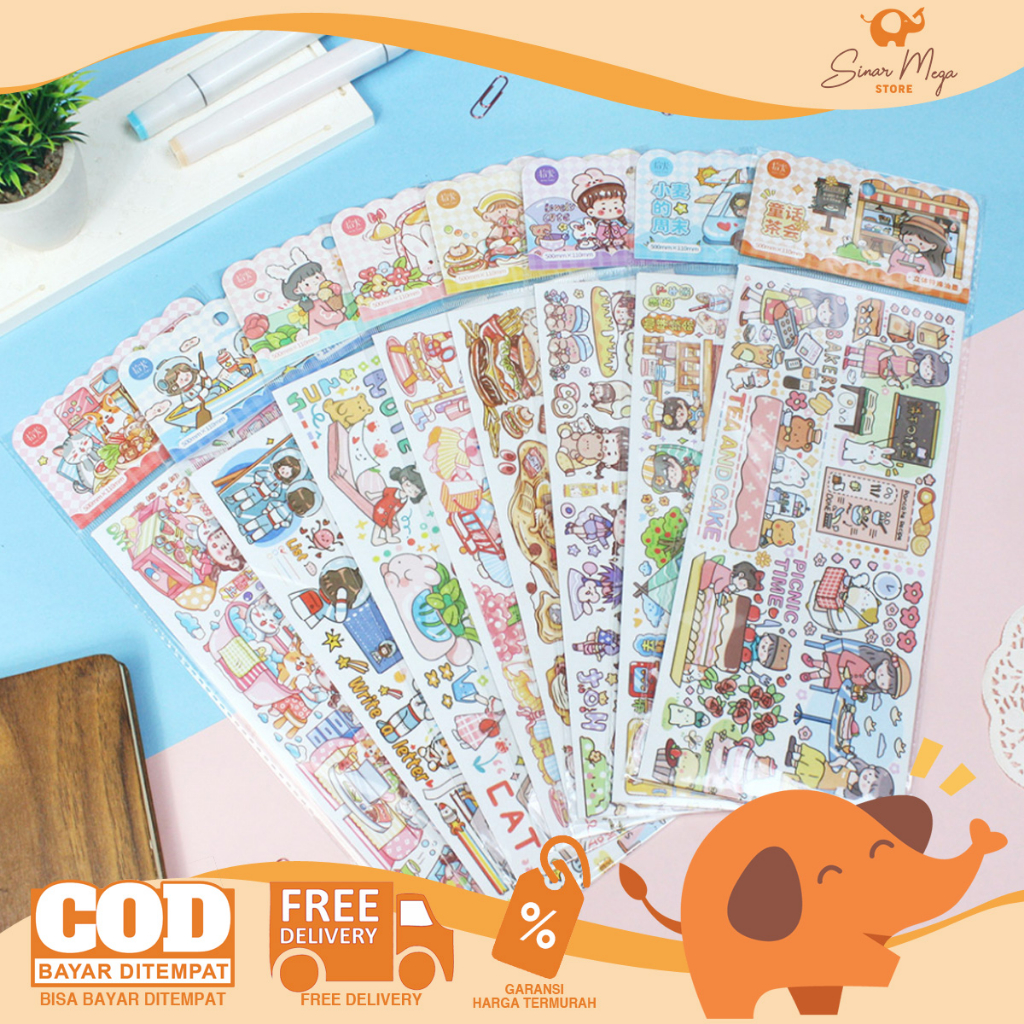Jual Sweetheart Colorful World 50cm Stickers / Sticker Washi Motif Lucu ...