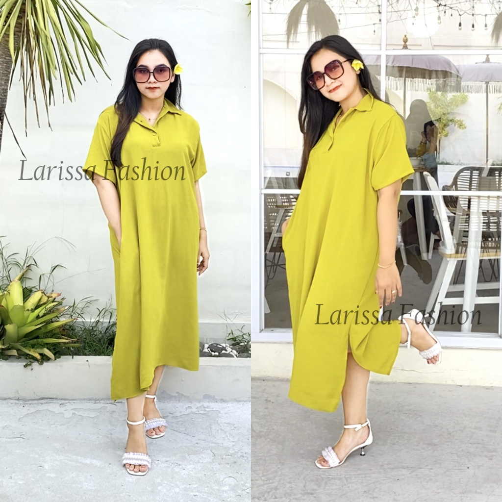 Jual DASTER IVANA MIDI DRESS CRINKLE AIRFLOW SIMPEL ELEGAN KOREAN STYLE | Shopee Indonesia