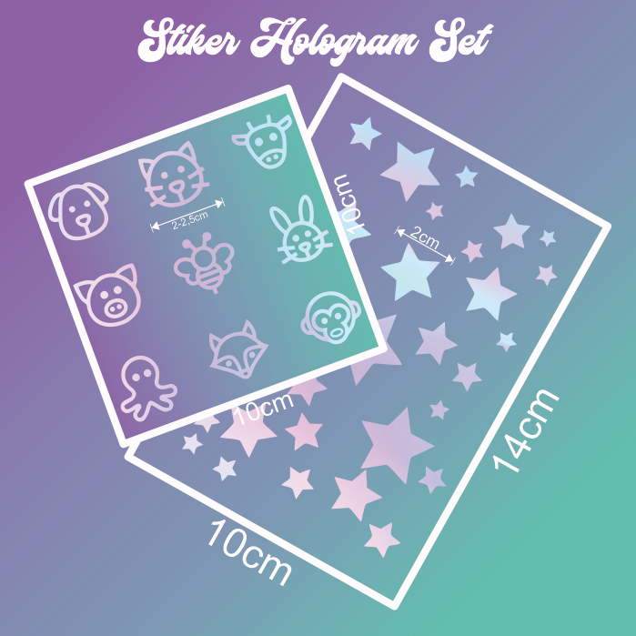 Jual Stiker Hologram Icon Simbol Lucu Hewan dan Bintang Cutting Sticker ...