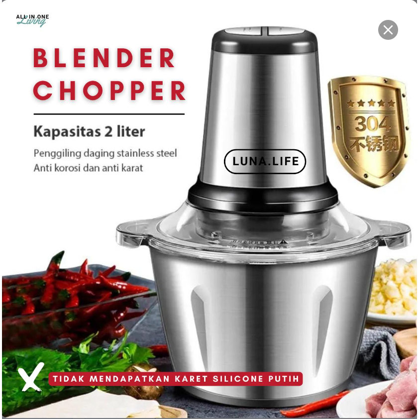 Jual Chopper Penggiling Daging 2 Liter Stainless Steel 4 Mata Pisau ...