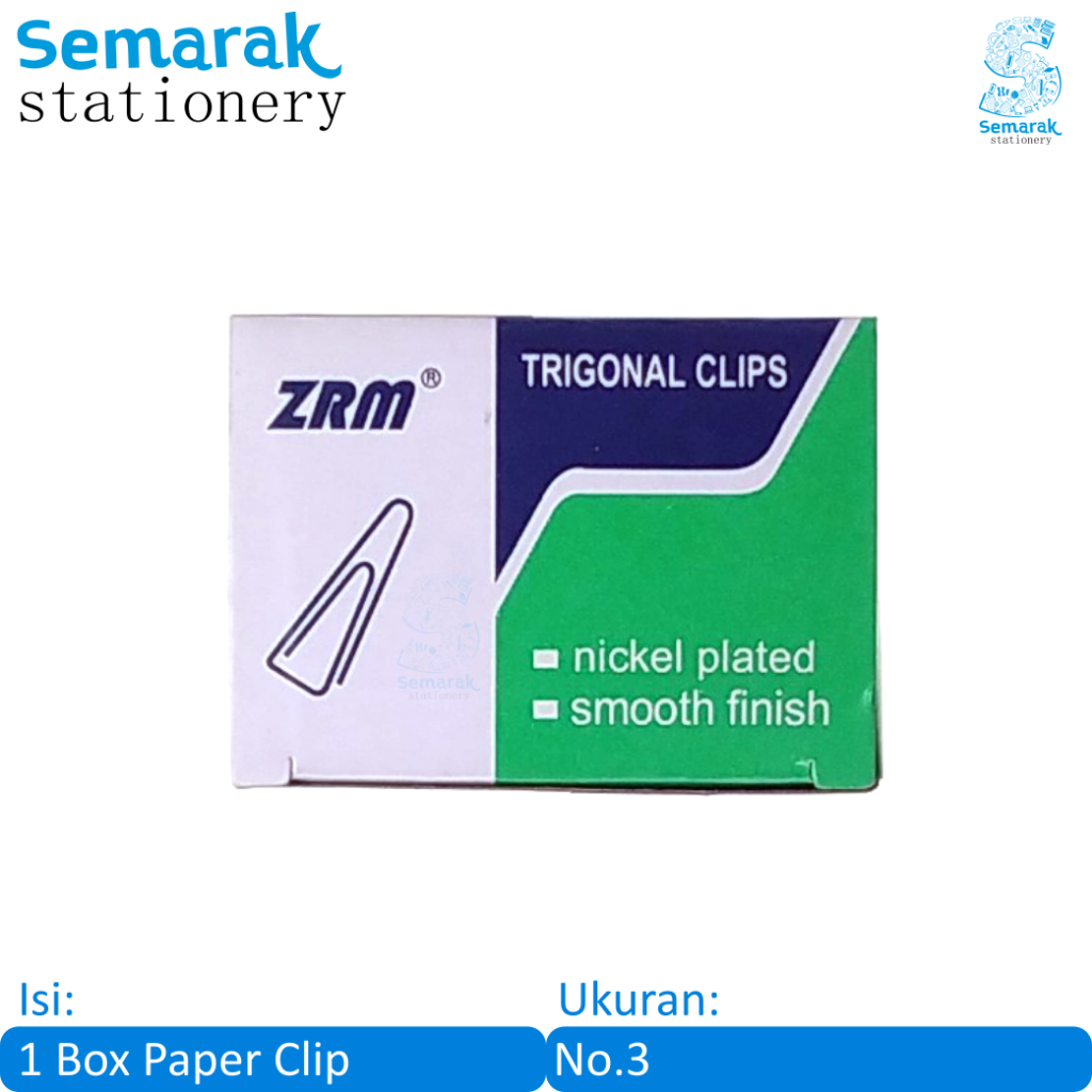 Jual ZRM Trigonal Clips Klip Penjepit Kertas No. 3 [1 Box] | Shopee ...