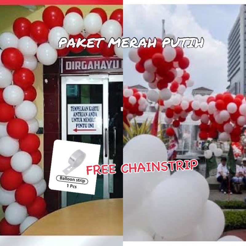 Jual Paket balon merah putih 12inch isi 100pcs | Shopee Indonesia