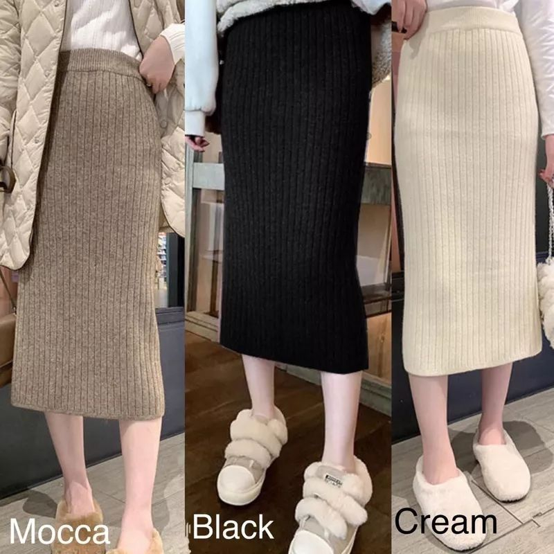 Jual Zoey Rok span rajut 7/8 / Rok span rajut polos / Bawahan wanita ...