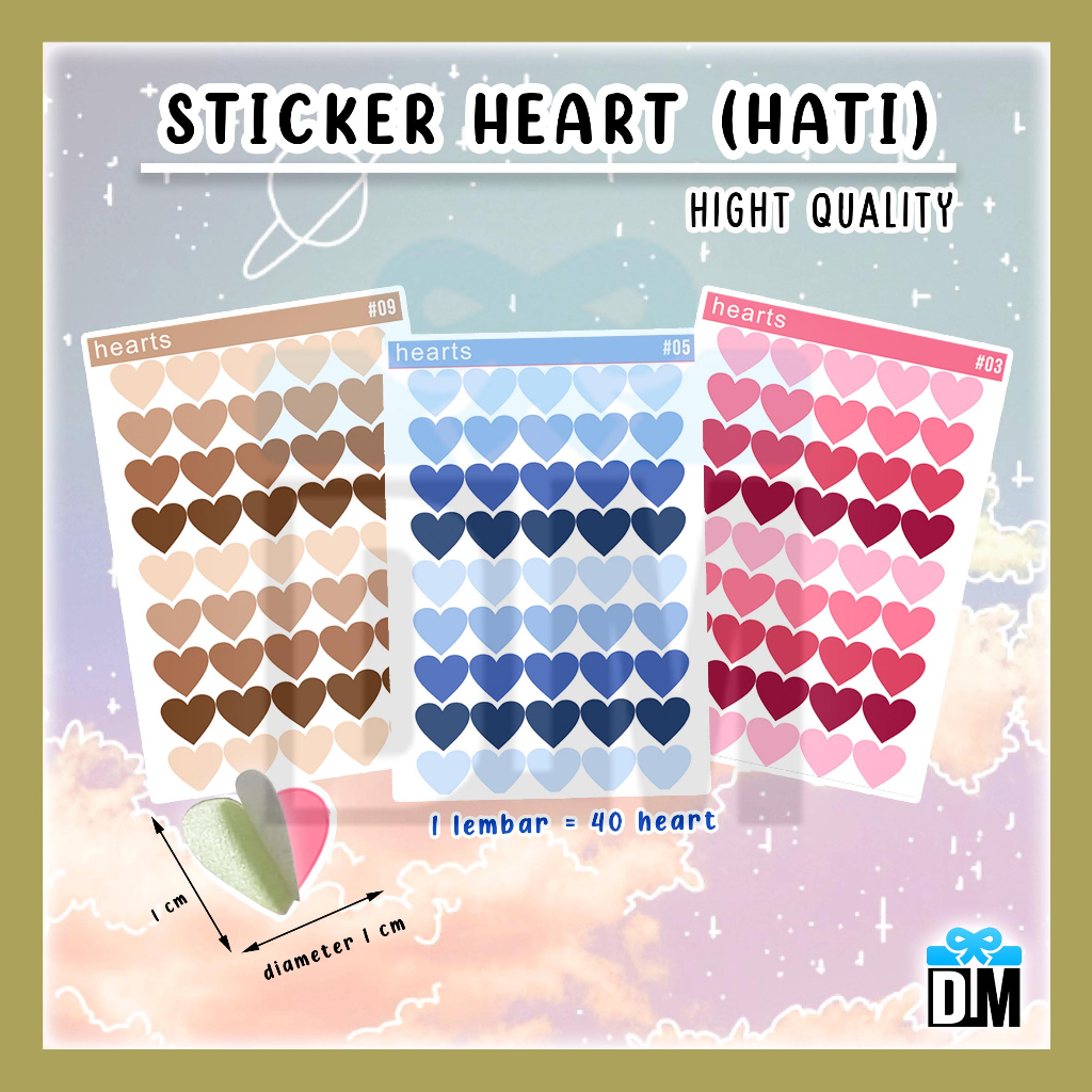Jual Sticker Hati Love Heart Sticker Warna Warni Pastel Aesthethic ...