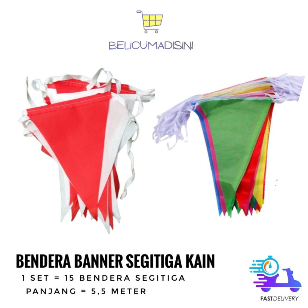 Jual Bendera Segitiga Hias Festival Warna Warni / Bunting Flag HUT Kain / Banner Flag / Bendera ...