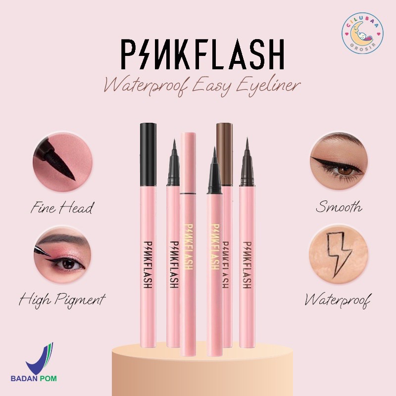 Jual PINKFLASH Waterproof Easy Eyeliner Pen Black PF-E01 | Eye Liner Hitam & Coklat | Pink Flash ...