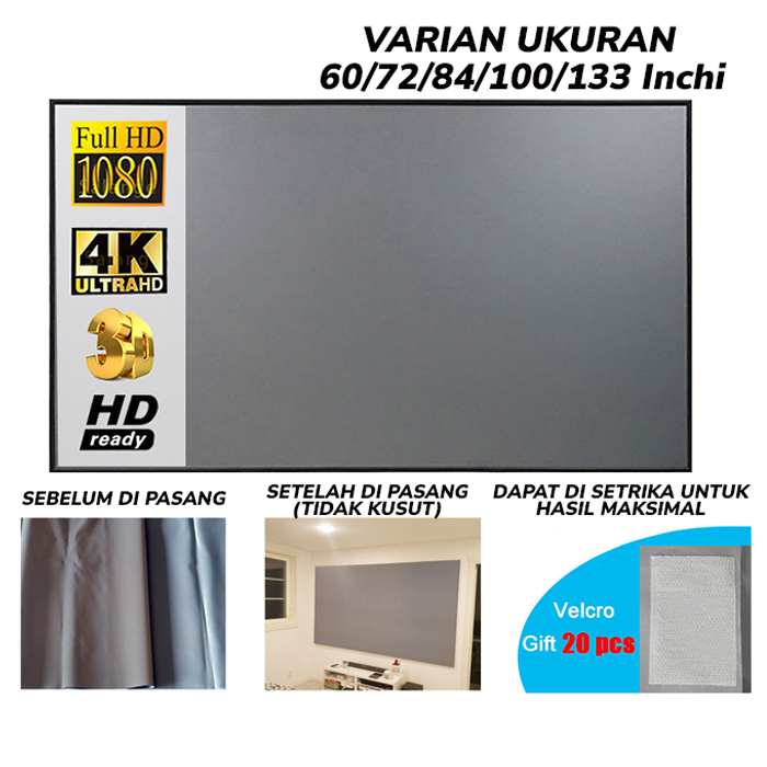 Jual Kain Layar Proyektor Tempel Dinding Wall Screen Projection Anti ...