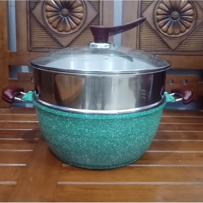 Jual Panci Steamer 32 Granite Marble (anti lengket) Primacook Original ...