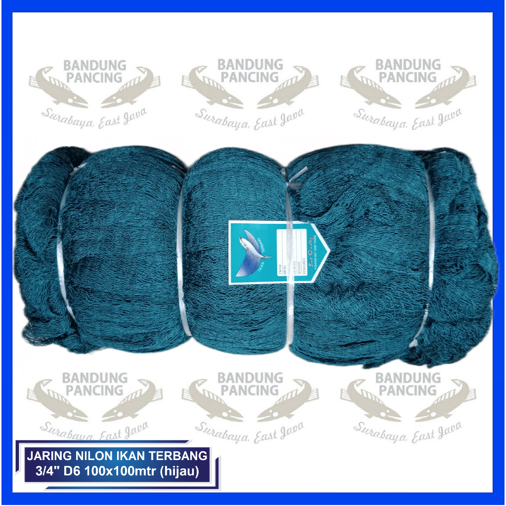 Jual Jaring Nilon ukuran 3/4 inch D6 100x100 meter Ikan Terbang ...