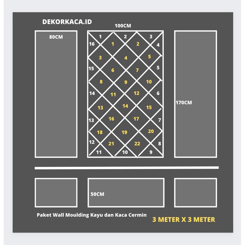 Jual Paket Wall Moulding Kayu Dan Kaca Cermin Ukuran Dinding 3M X 3M ...