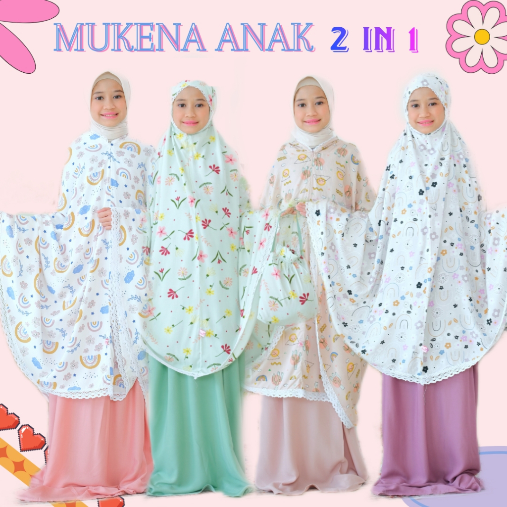 Jual Mukena Anak Perempuan Tanggung Resleting Katun Rayon Premium Motif ...