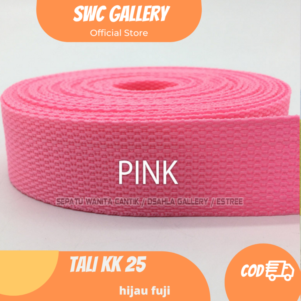 Jual Tali Webbing Tas Pita Bisban Bias Tape Webing Rope KK25 pink | Shopee Indonesia