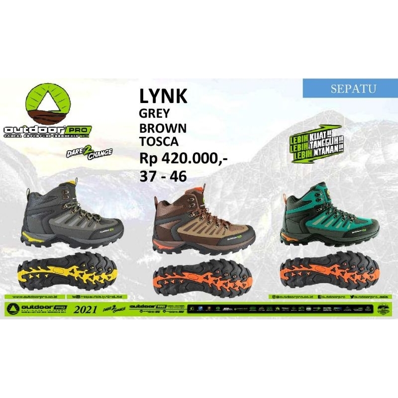 Jual Sepatu Outdoor Pro Lynk Brown Grey Tosca Mountain Shoes Trekking ...