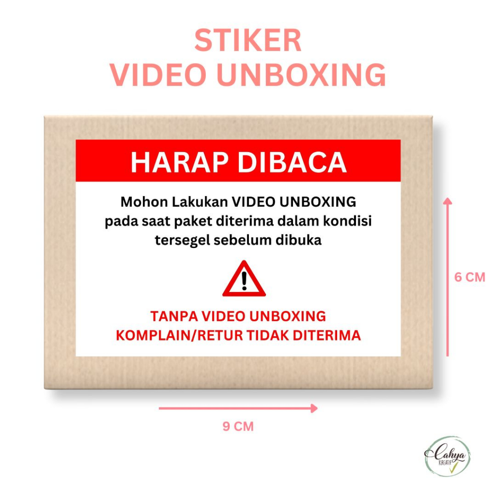 Jual Sticker Video Unboxing Stiker Warning Paket Pengiriman 9x6 cm ...