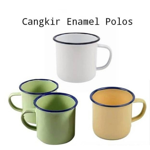 Jual Cangkir Mug Besi Enamel Polos 8cm Gelas Antik / Cangkir Jadul ...
