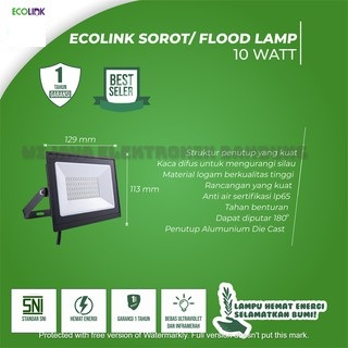 Jual Lampu Sorot LED 10 watt Putih Kuning Ecolink GARANSI 1 TAHUN SUPER TERANG | Shopee Indonesia