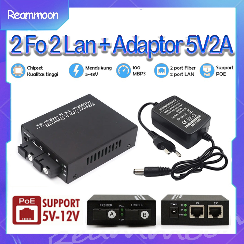 Jual Converter 2Fo 2Lan Htb 2Fo 2Lan Support POE 2F2E Fiber Switch 2 SC 2 Rj45 Media Converter 2 ...