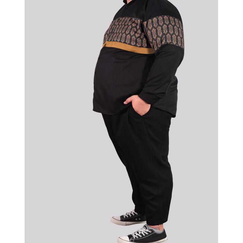 Jual Kemeja Big Size Koko Hitam Lengan Panjang Jumbo| Rabbani | Shopee ...