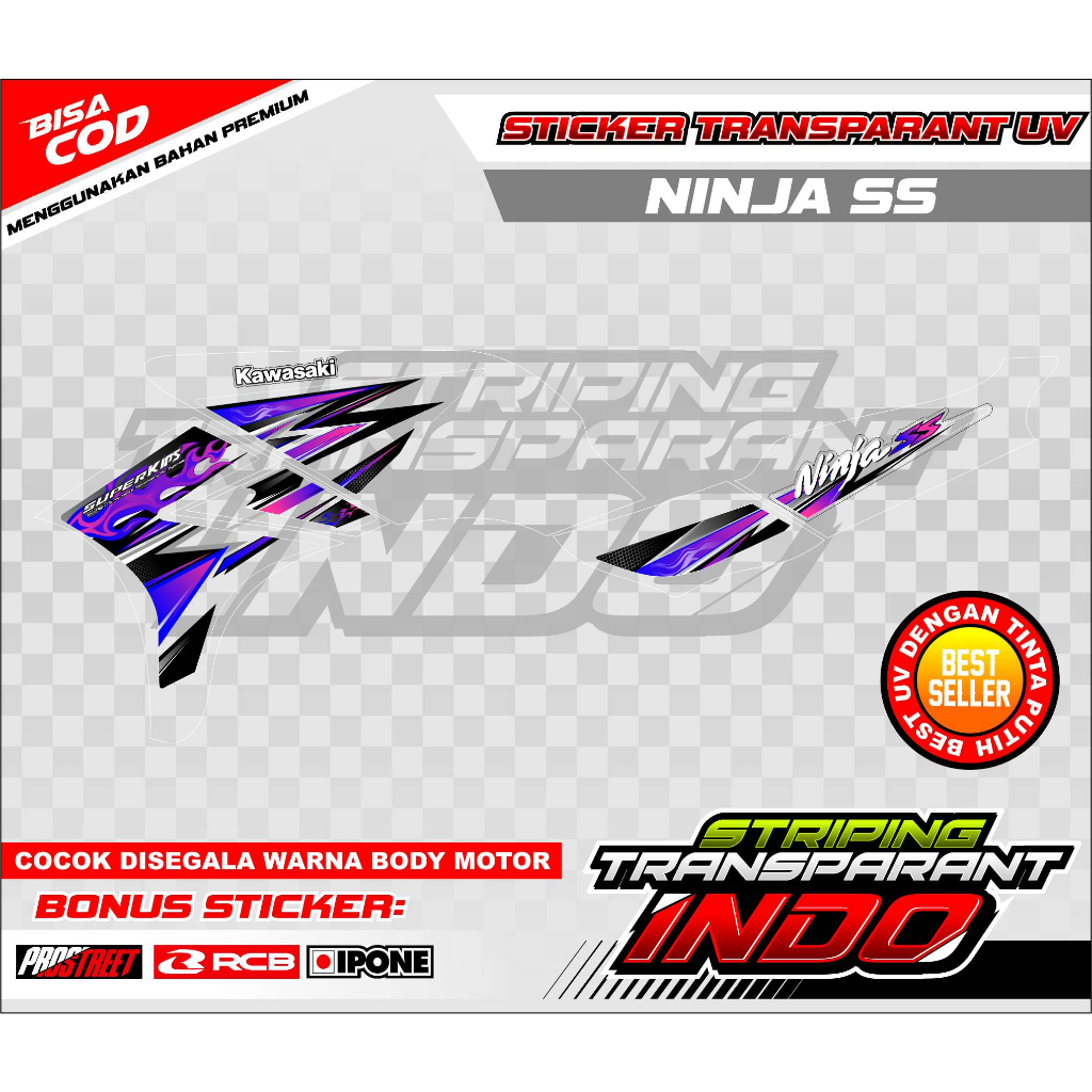 Jual STRIPING VARIASI NINJA SS API TRANSPARAN UV / STICKER LIST MOTOR ...