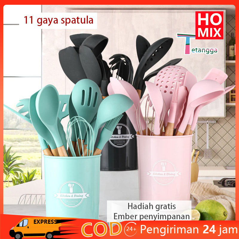 Jual HOMIX Sillicone Spatula Utensil Set 12 in 1 / Peralatan Masak ...