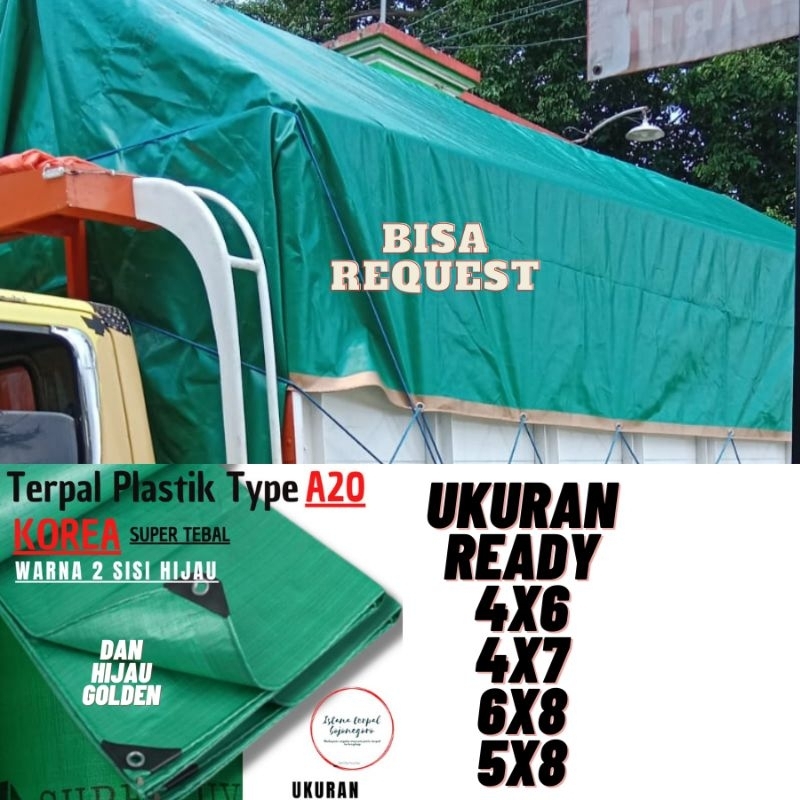 Jual TERPAL TRUCK A20 warna hijau gold hitam hitam dan biru oren ukuran ...