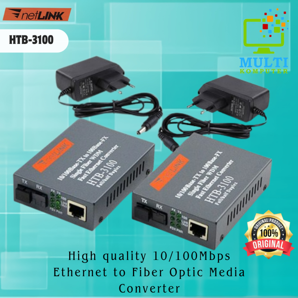 Jual Fiber Optic to LAN HTB-3100 A+B Netlink FO to RJ45 Media Converter | Shopee Indonesia