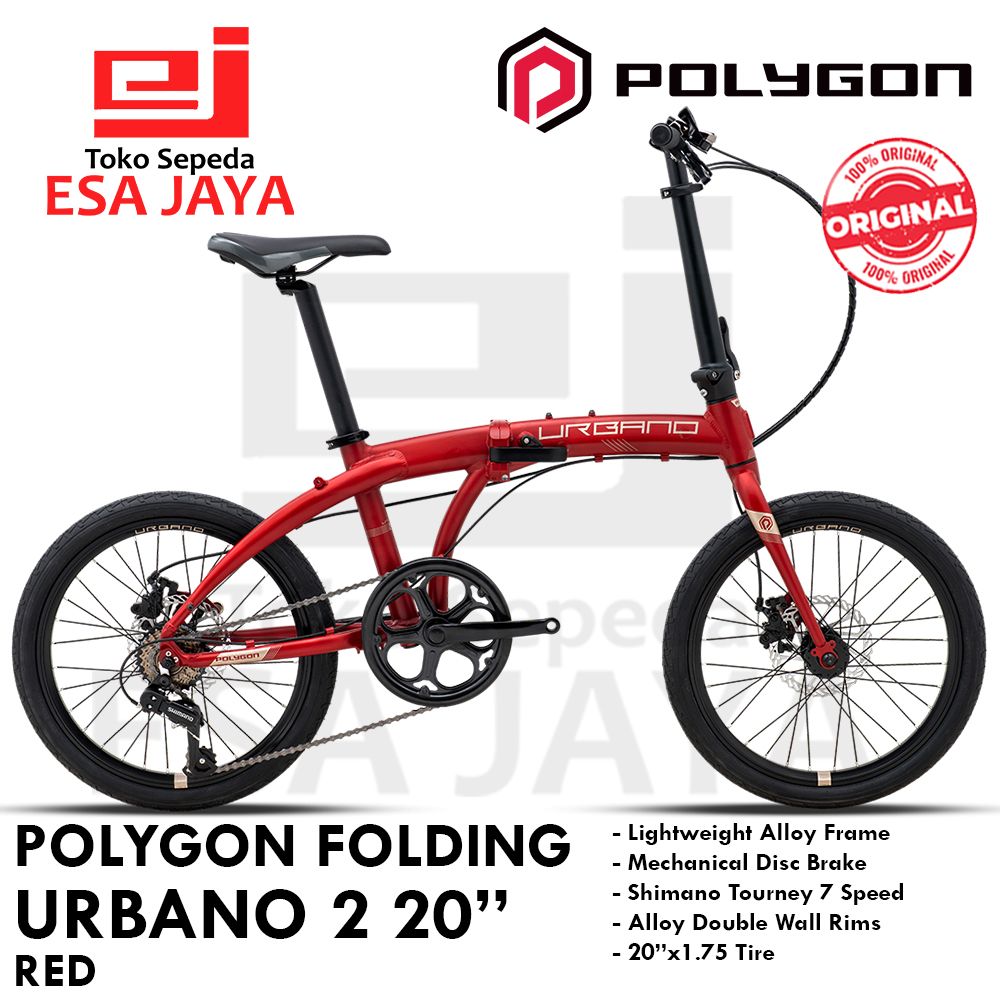 Jual Polygon Urbano 2 Red 20" Sepeda Lipat Folding 7 Speed Shimano ...