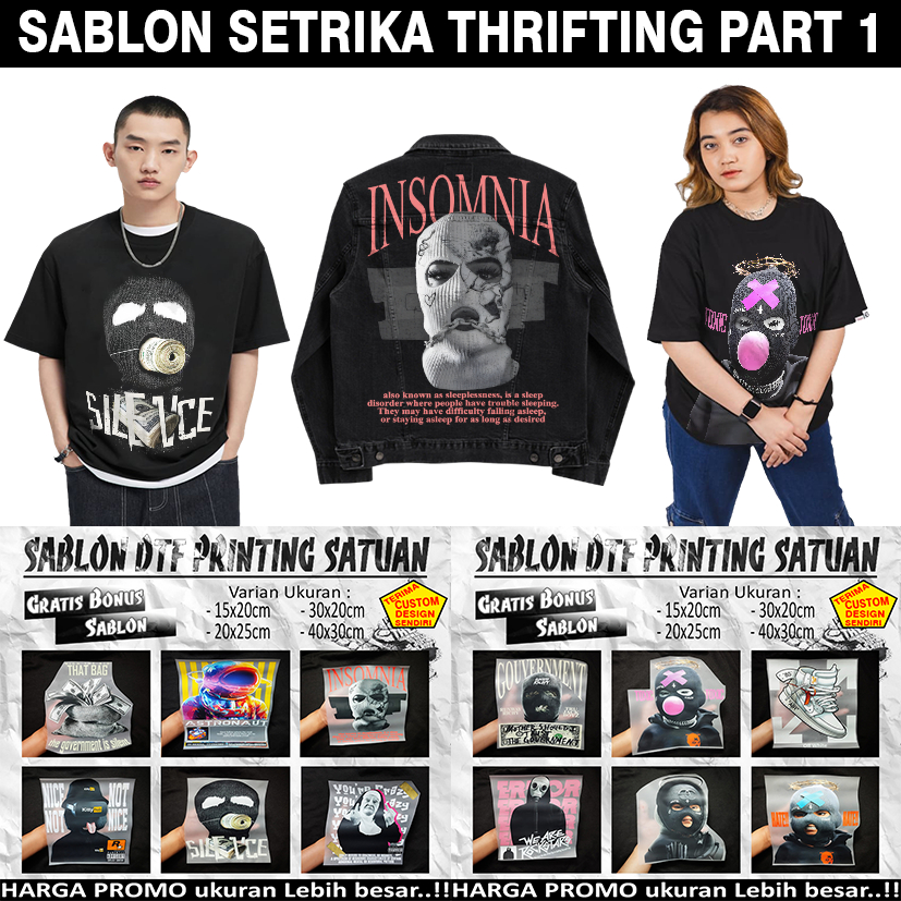 Jual Sablon setrika Sablon DTF Thrifting Part 1 tinggal pasang/press ...