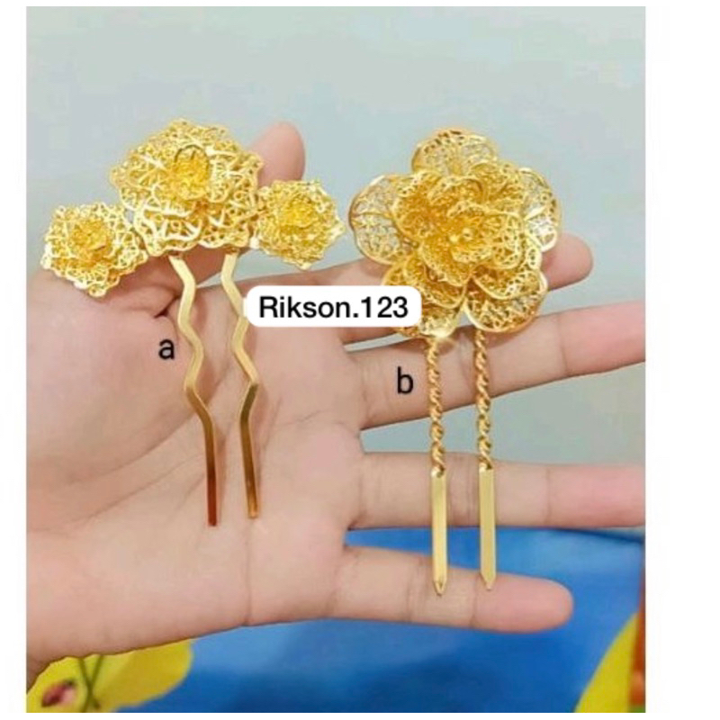 Jual tusuk sanggul model bunga tusuk konde bunga replika emas cantik ...