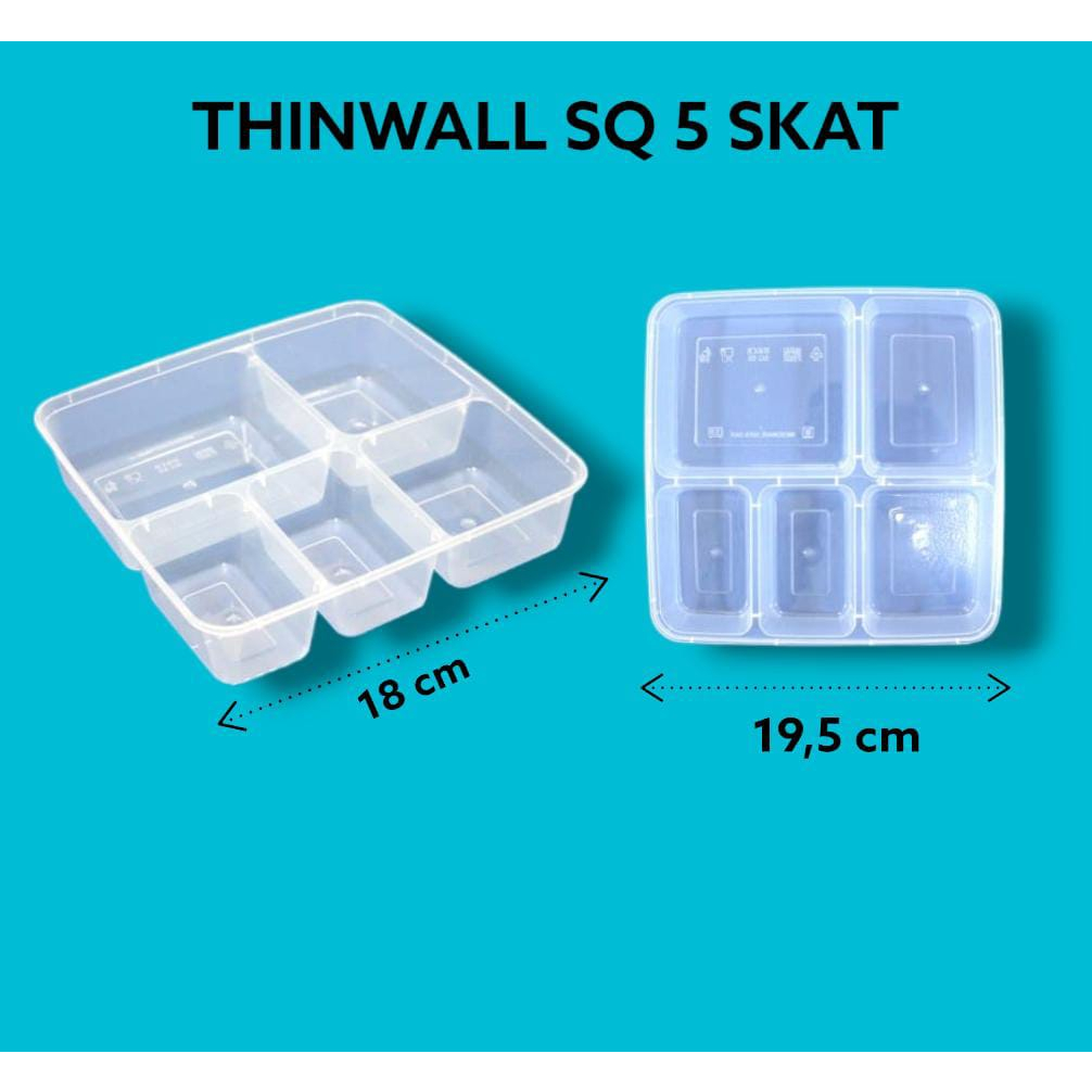 Jual Thinwall KCS Sekat 5 (SQ 5S) Isi 25 Kotak Makan Nasi Bento ...