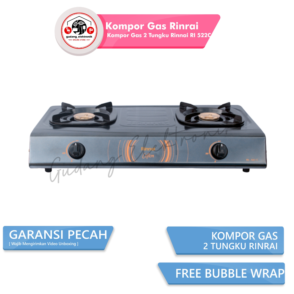 Jual Kompor Gas 2 Tungku Rinnai RI 522C | Shopee Indonesia