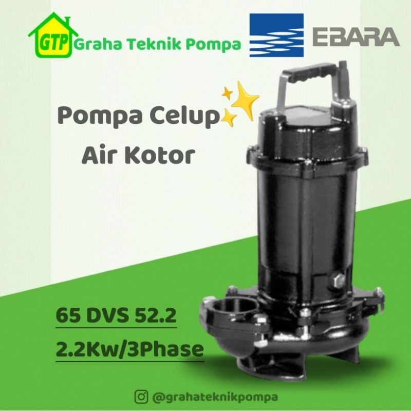 Jual Pompa Submersible/Celup Semi Vortex Ebara 65 DVS 52.2 | Shopee Indonesia