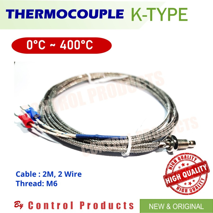 Jual Thermocouple sensor suhu type K Kabel 2 meter drat M6 0-400 Deg C ...