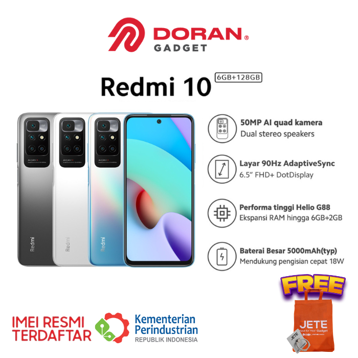 Jual Xiaomi Redmi 10 2022 4GB / 64GB 4/64 | 6GB / 128GB 6/128GB Carbon Gray | Pebble White | Sea ...