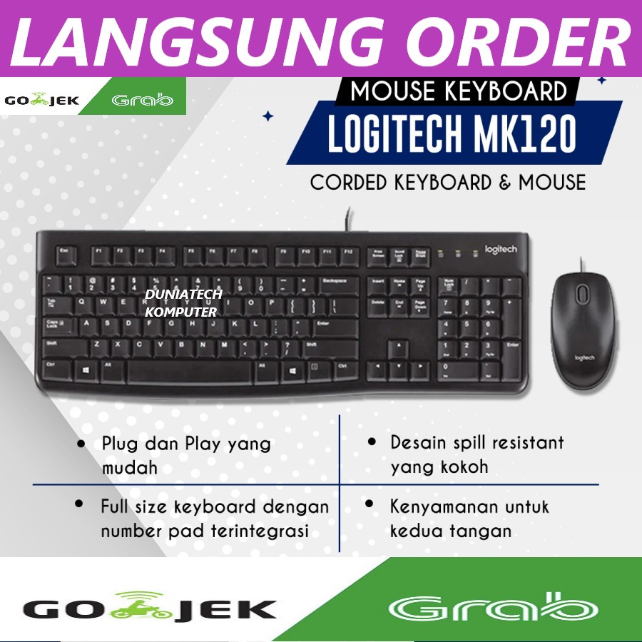 Jual Logitech MK120 Combo Keyboard dan Mouse Kabel USB GARANSI RESMI | Shopee Indonesia