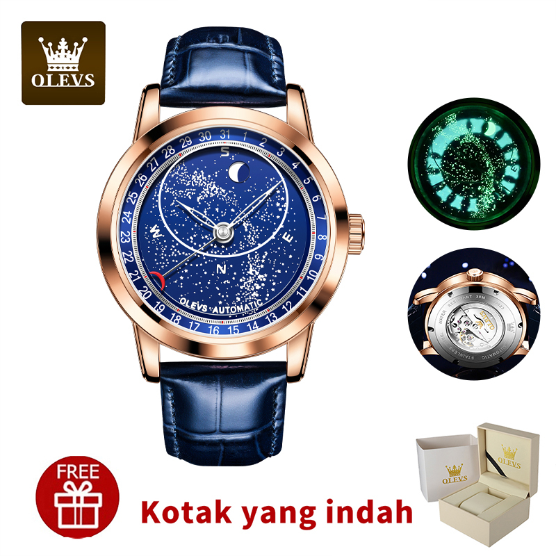 Jual OLEVS Jam Tangan Automatic Pria Original Anti Air Kulit Tahan ...