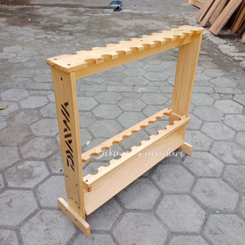 Jual RAK JORAN KAYU Rak joran pancing 20 LUBANG Bahan Kayu Pinus/ jati ...