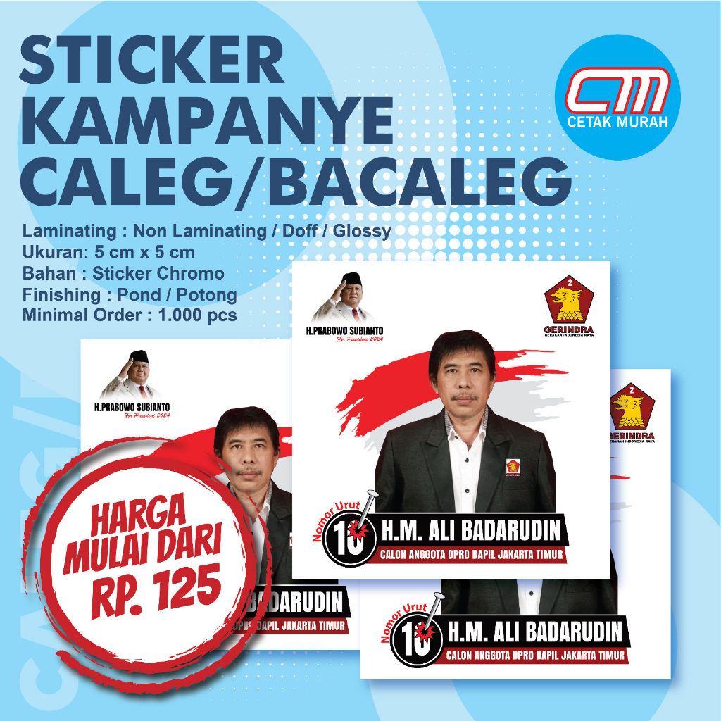 Jual Sticker Caleg/ Stiker partai/ Stiker parpol/Stiker pemilu ukuran ...