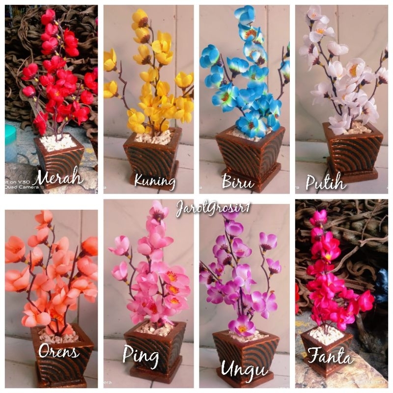 Jual TANAMAN PAJANGAN IMITASI+POT SAKURA IMLEK // BUNGA HIAS MEJA ...