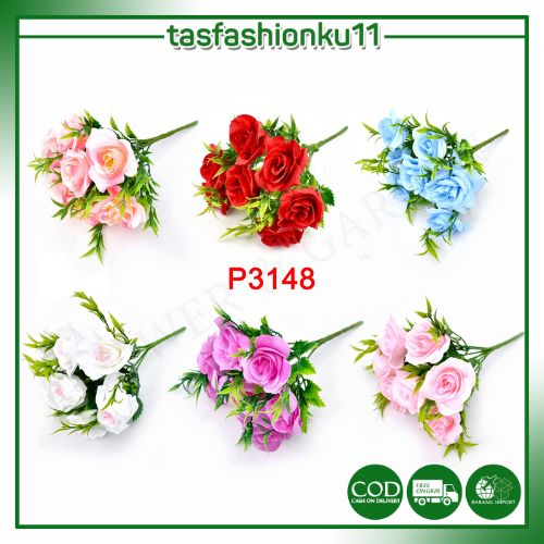 Jual TF Grosir Bunga - ARTIFICIAL FLOWER MAWAR BUNGA BOUQUET 7 Cabang ...