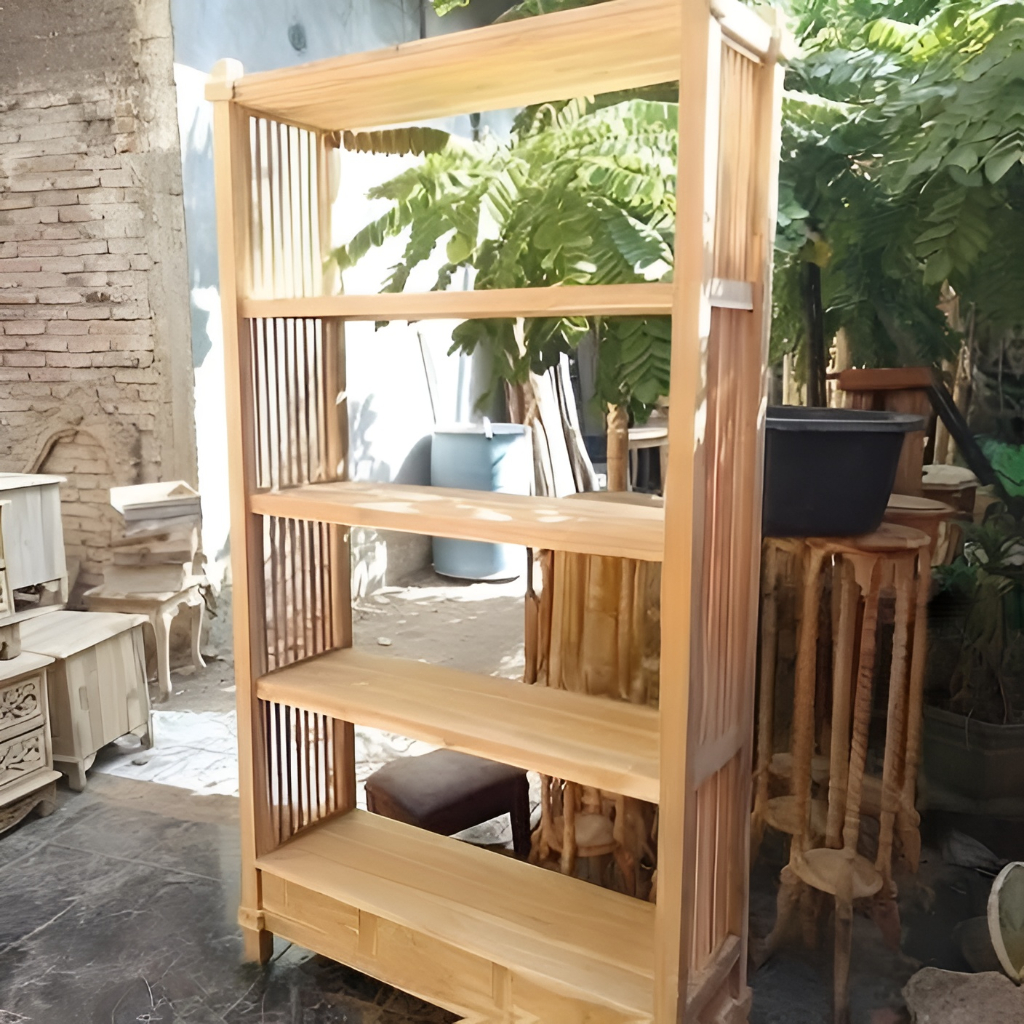 Jual Rak buku/ boneka kayu jati mentahan lemari hias minimalis | Shopee ...