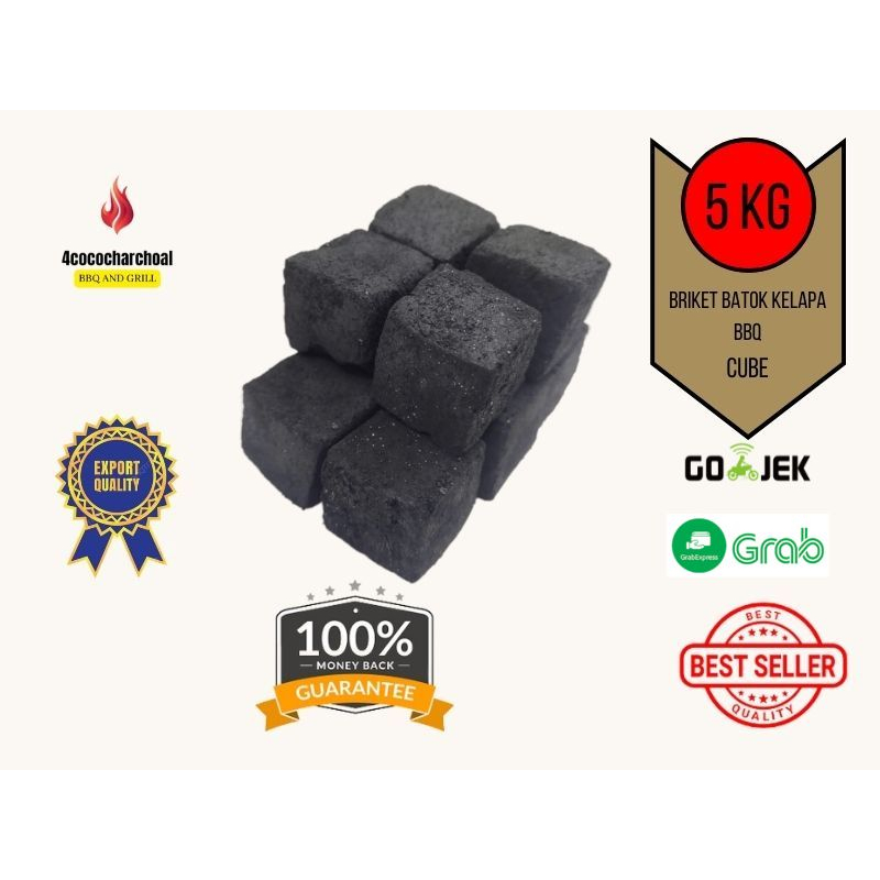 Jual arang/briket/briket batok kelapa bbq cube 5kg | Shopee Indonesia