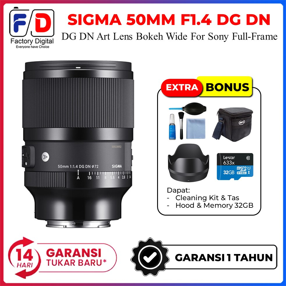 Jual Lensa Sigma 50mm F1.4 DG DN ART Lensa Bokeh for Sony E Mount Full ...